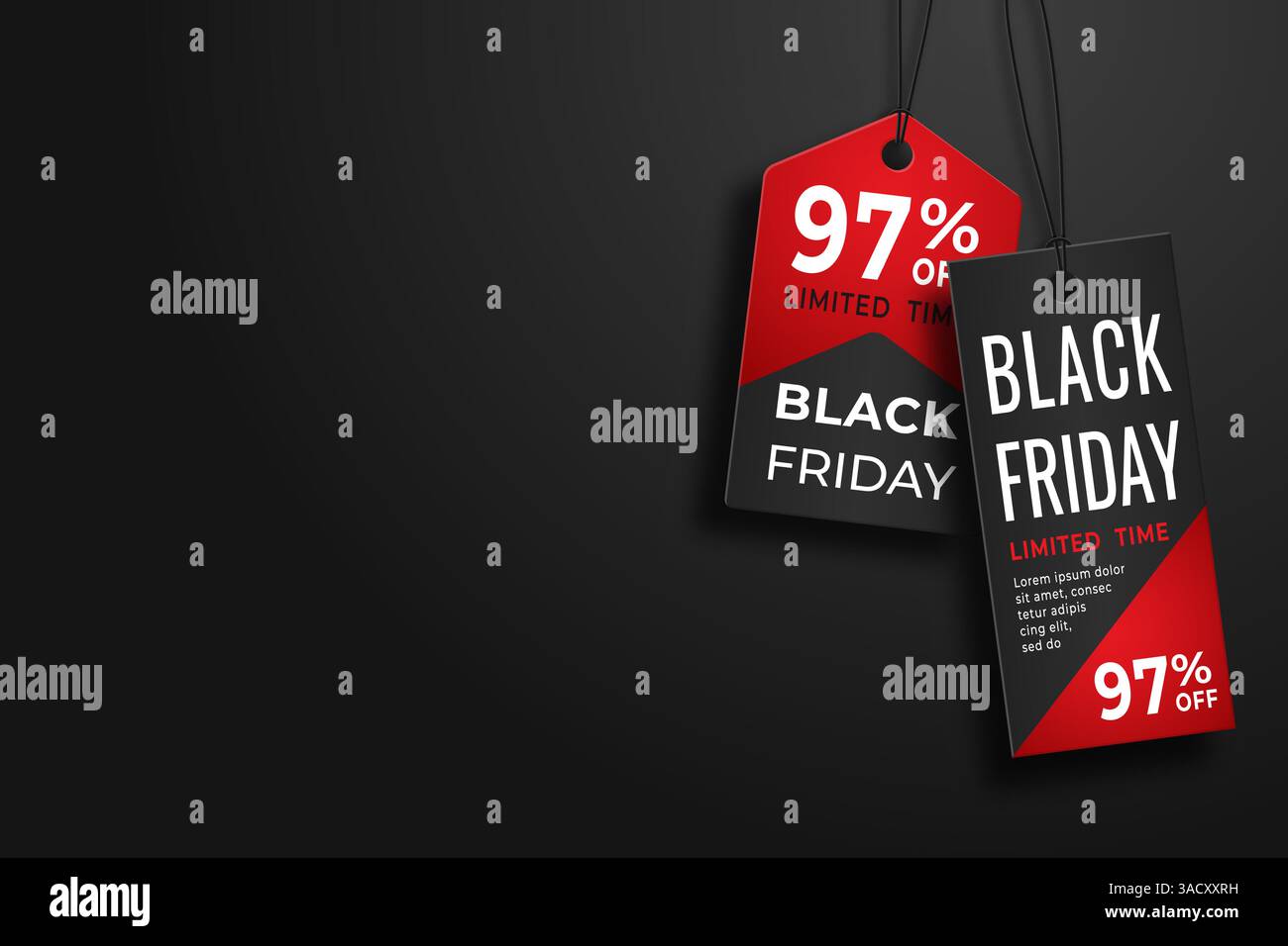 Black Friday realistic vector paper price tag. Sale price tag labels ...