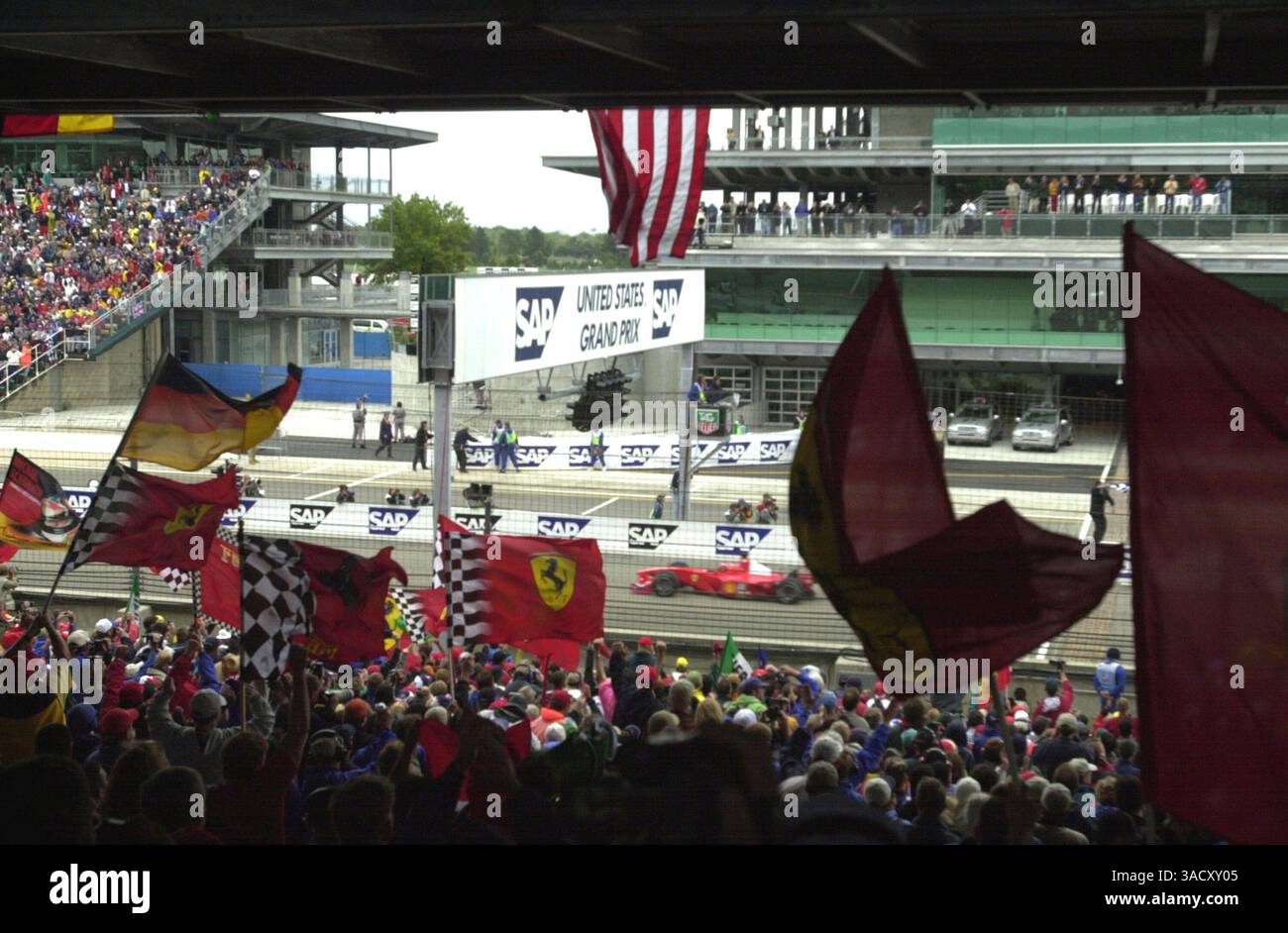 Sep 24, 2000; Indianapolis, Indiana, USA; Framed by Ferrari flags ...