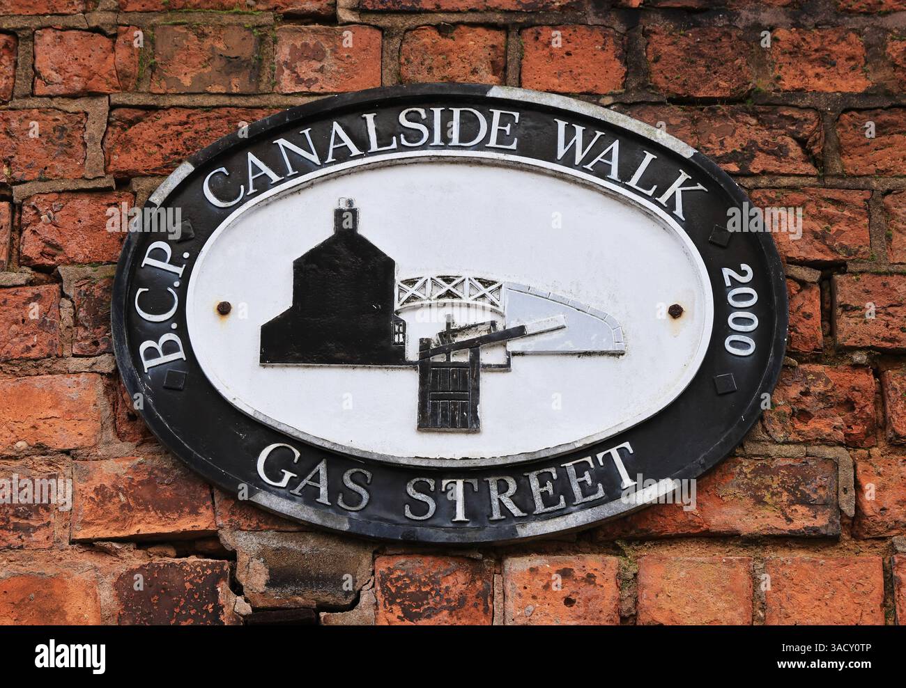 Signs along the Canalside walk in Birmingham, West Midlands, UK Stock ...