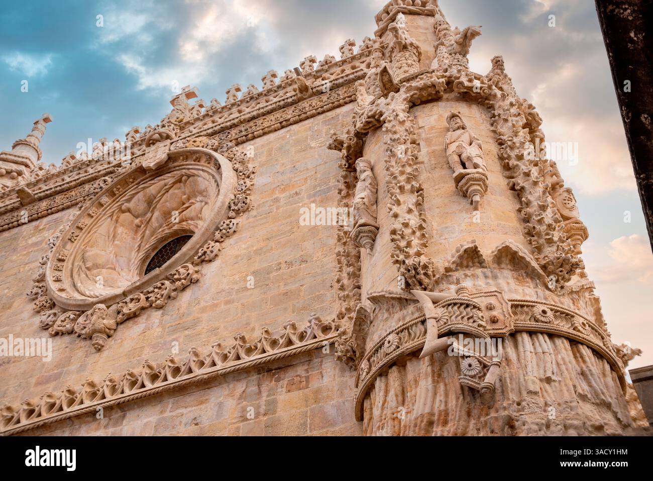 Tomar, Portugal, Rich decorated facade in manueline gothic design at ...