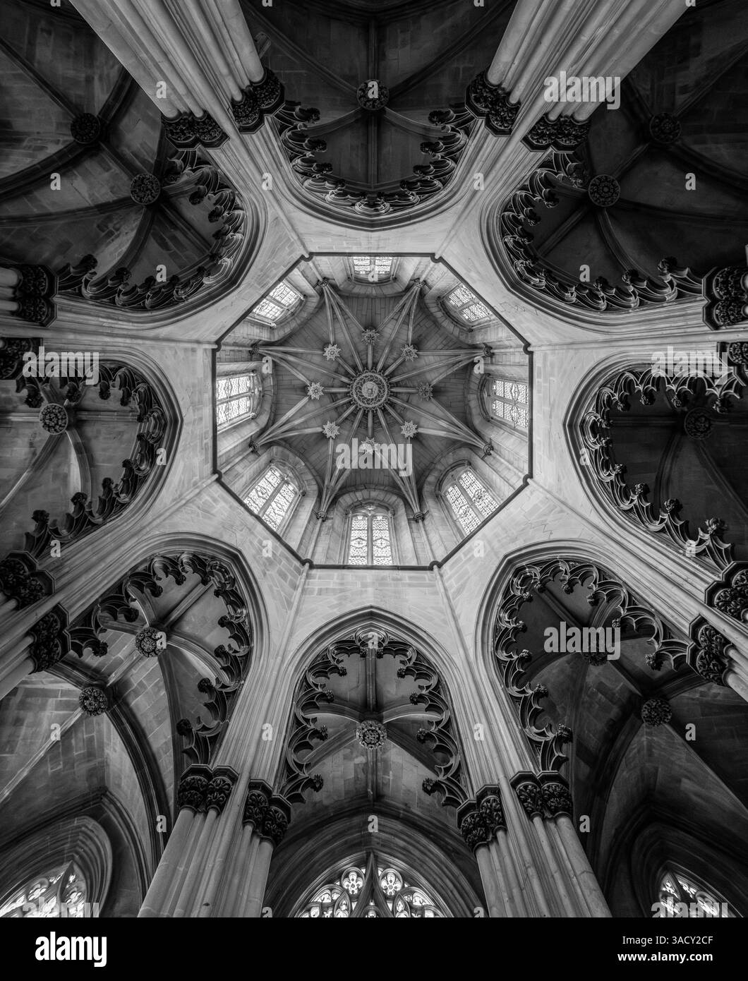 Batalha, Portugal, Rich ornate gothic ceiling in the chapel of the ...