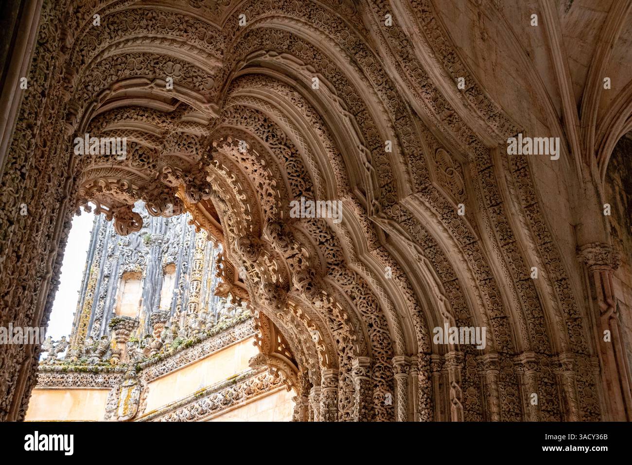 Batalha, Portugal, Architectural detail of the giant portal to the ...