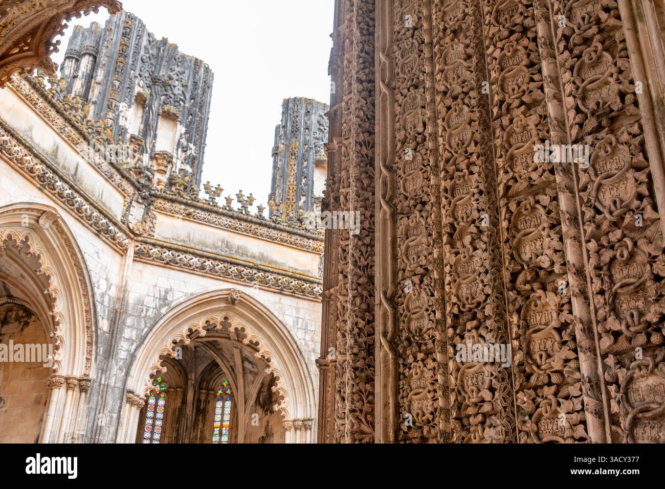 Batalha, Portugal, Architectural detail of the giant portal to the ...