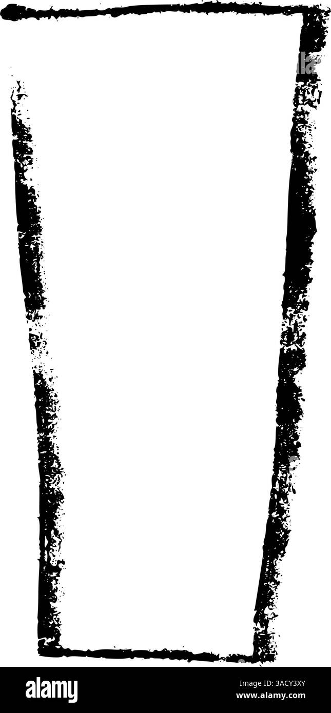 Hand-drawn rectangular frame with rough brush strokes, sketchy pencil ...