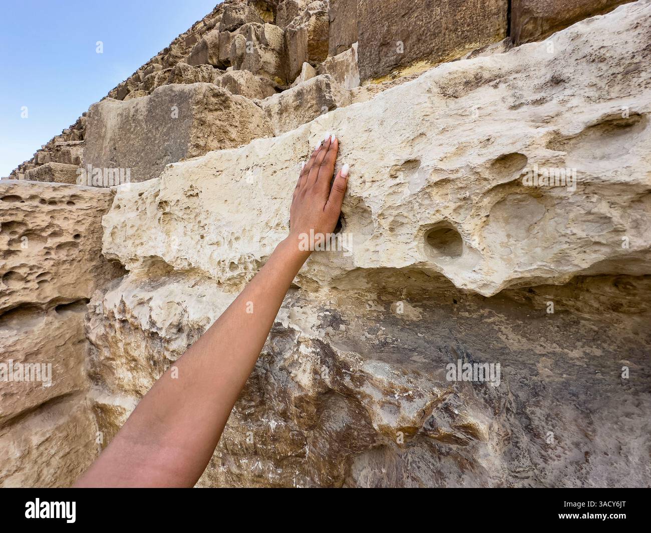 Cairo, Egypt; January 20, 2024: Experience a Keops Pyramid touch, a ...