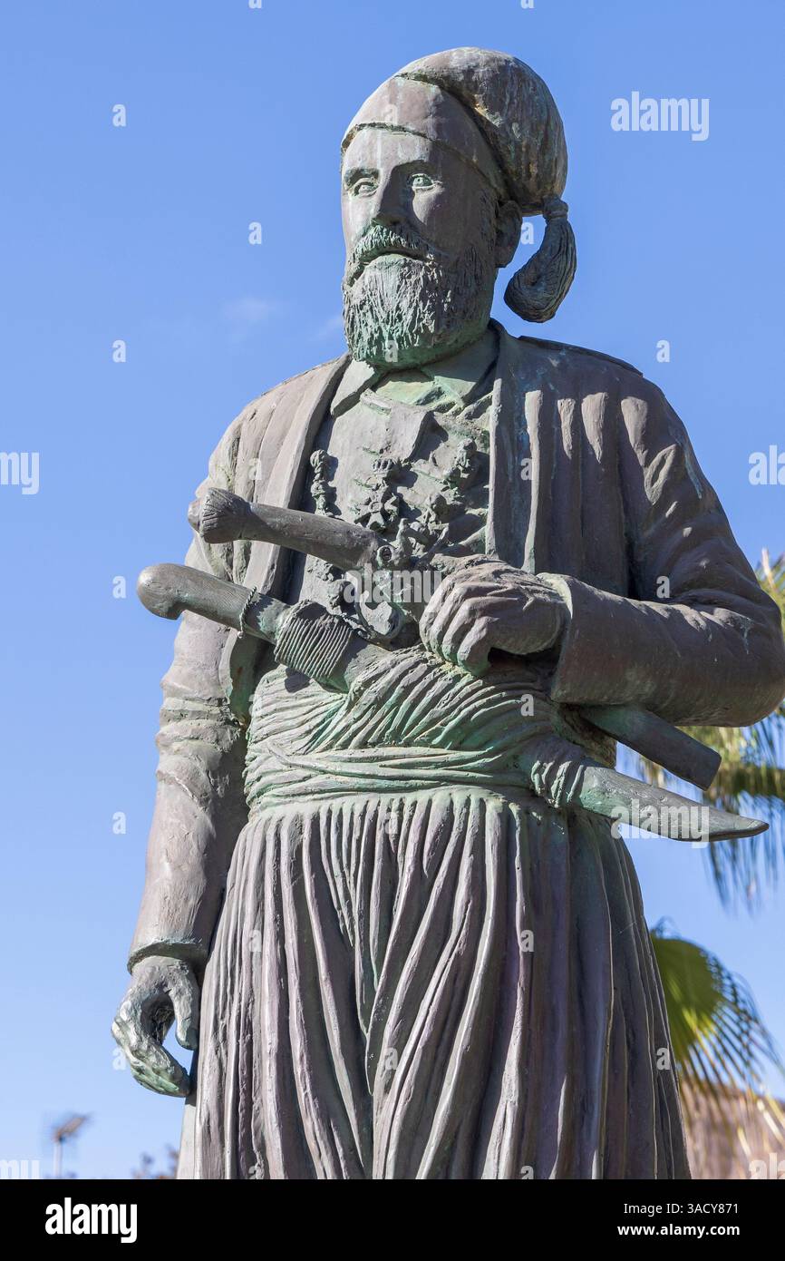 Greece, Crete, Chania. Statue of Anagnostis Mantakas, Greek freedom ...