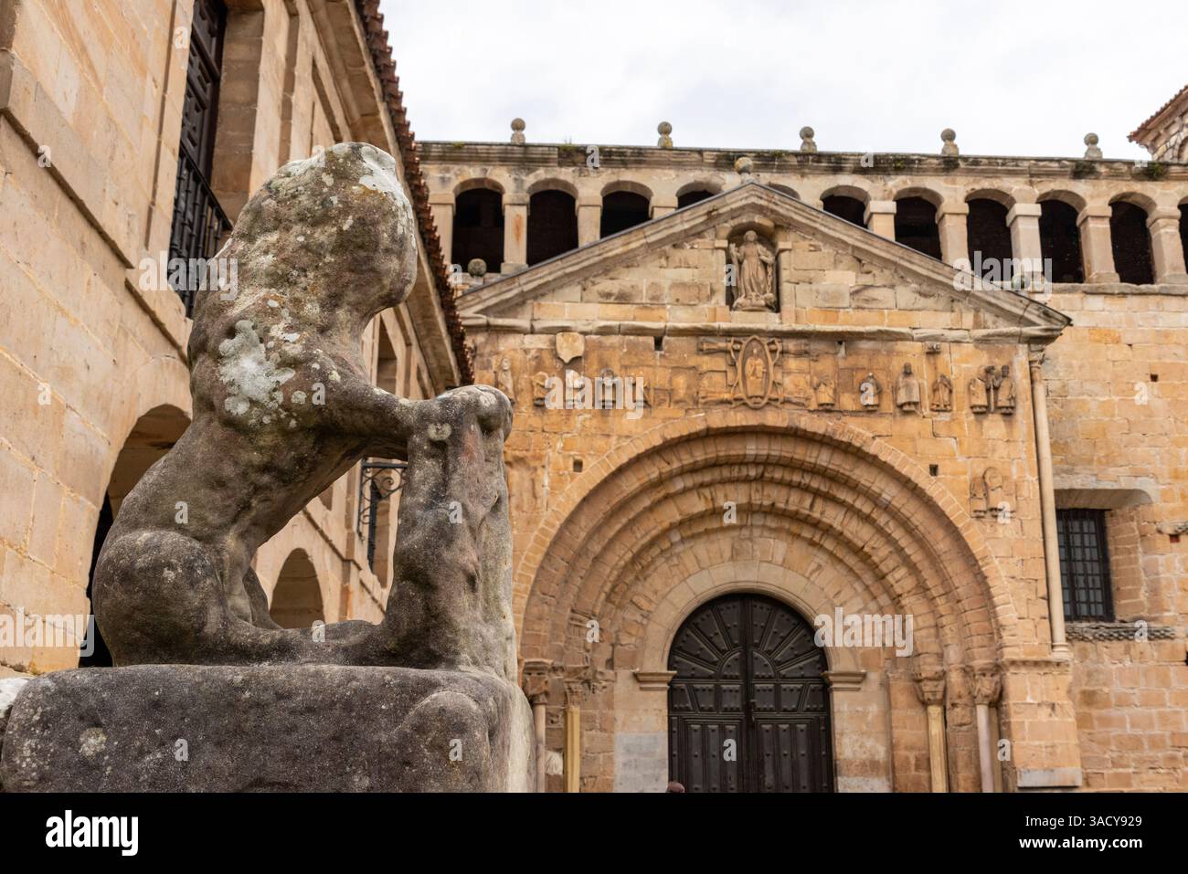 Architectural details of the romanesque Collegiate Church of Santillana ...