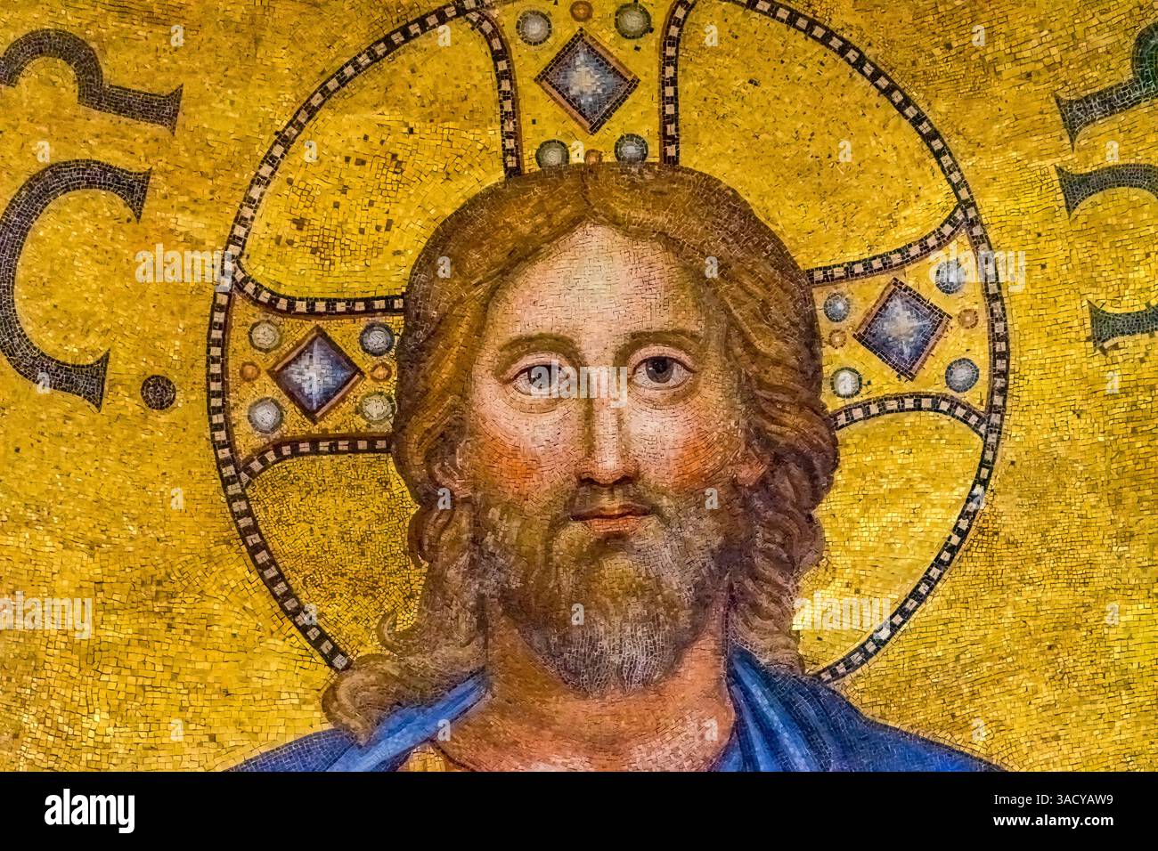 Ancient Jesus Mosaic, Papal Basilica of Saint Paul, Rome, Italy. One of ...