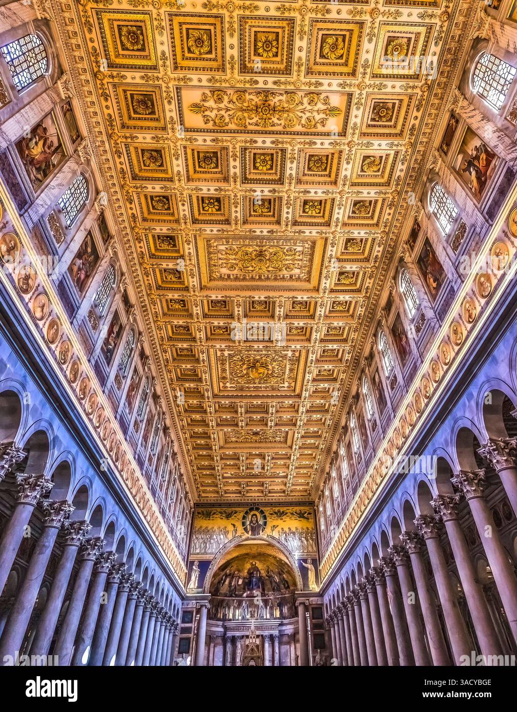 Long columns, Papal Basilica of Saint Paul, Rome, Italy. One of 4 Papal ...