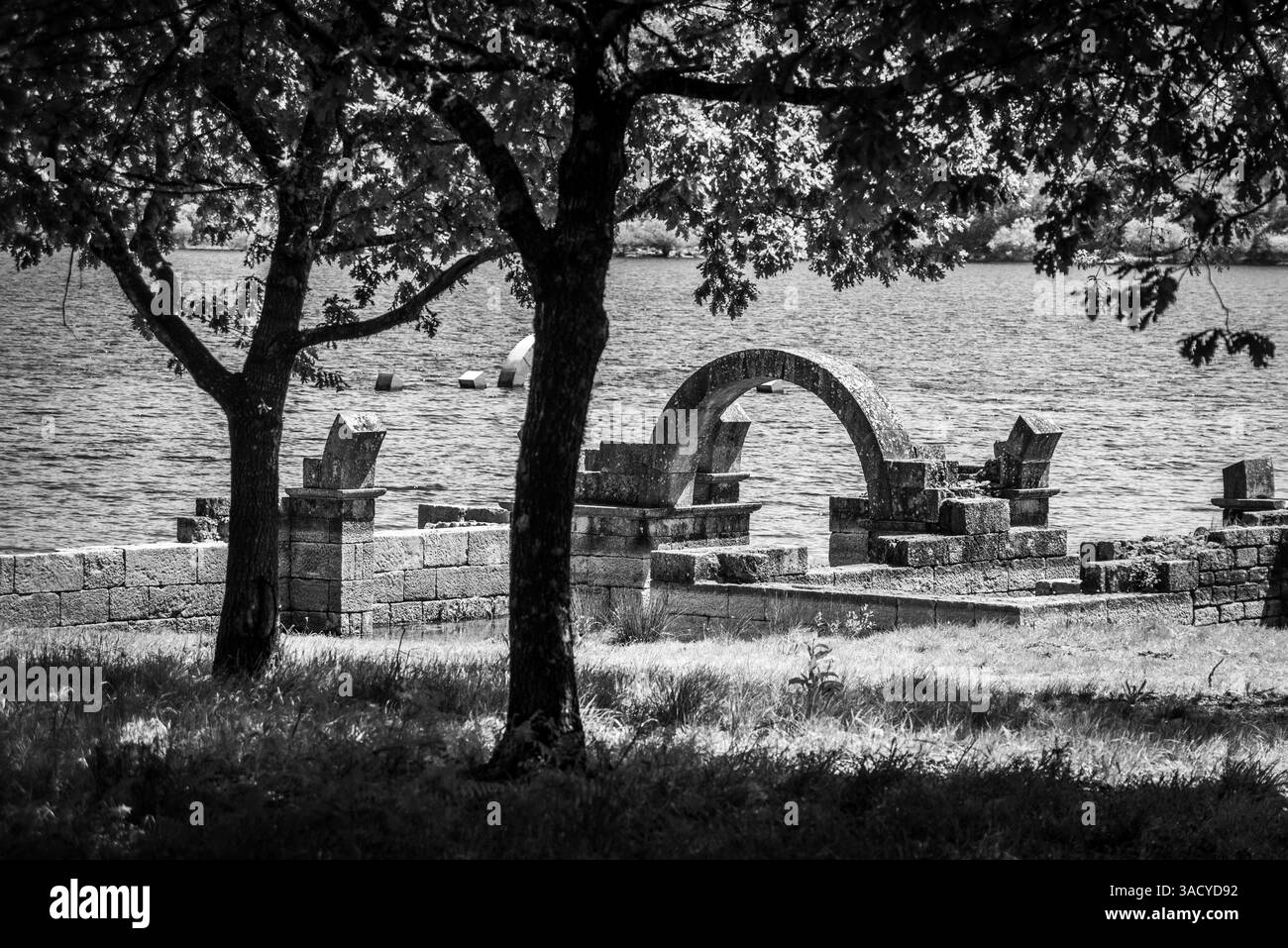 The flooded main entrance to the ancient Roman fort Aquis Querquennis ...