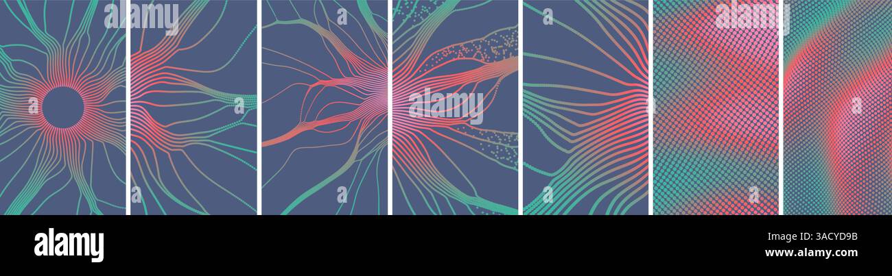 Array With Dynamic Emitted Particles Abstract Science Or Technology Background Cover Design