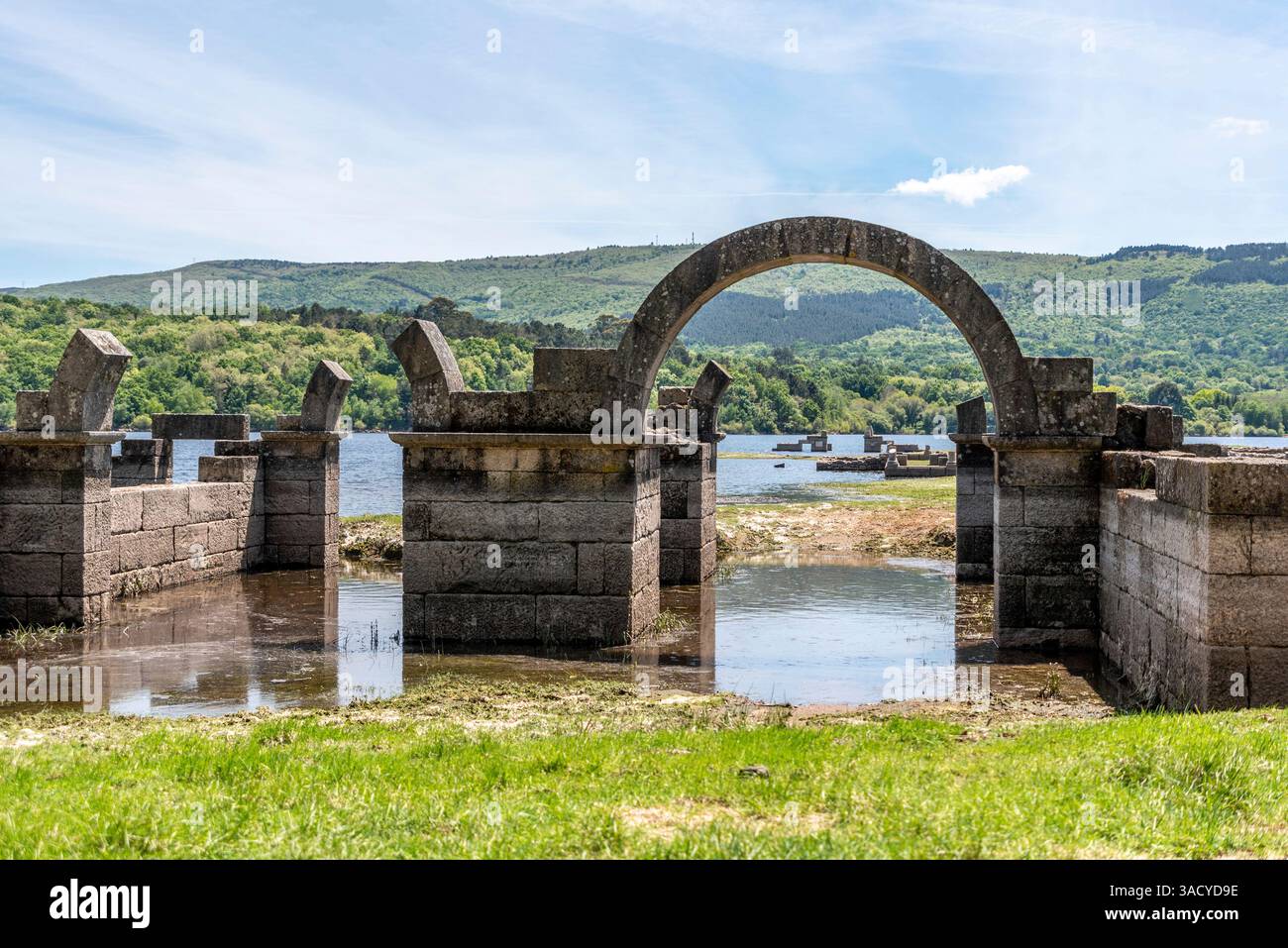 The flooded main entrance to the ancient Roman fort Aquis Querquennis ...