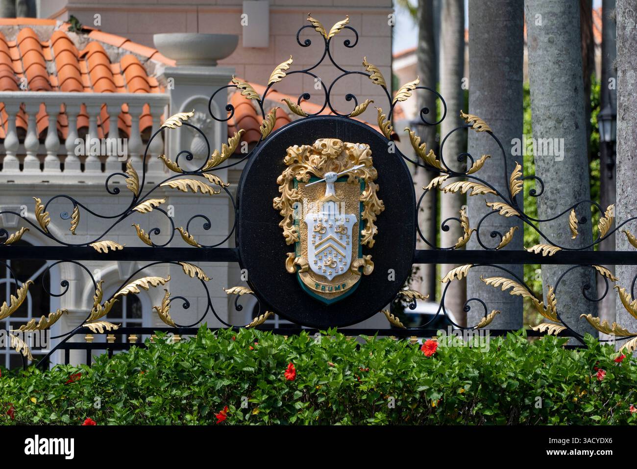 The family crest is displayed on the gate of the Trump International ...