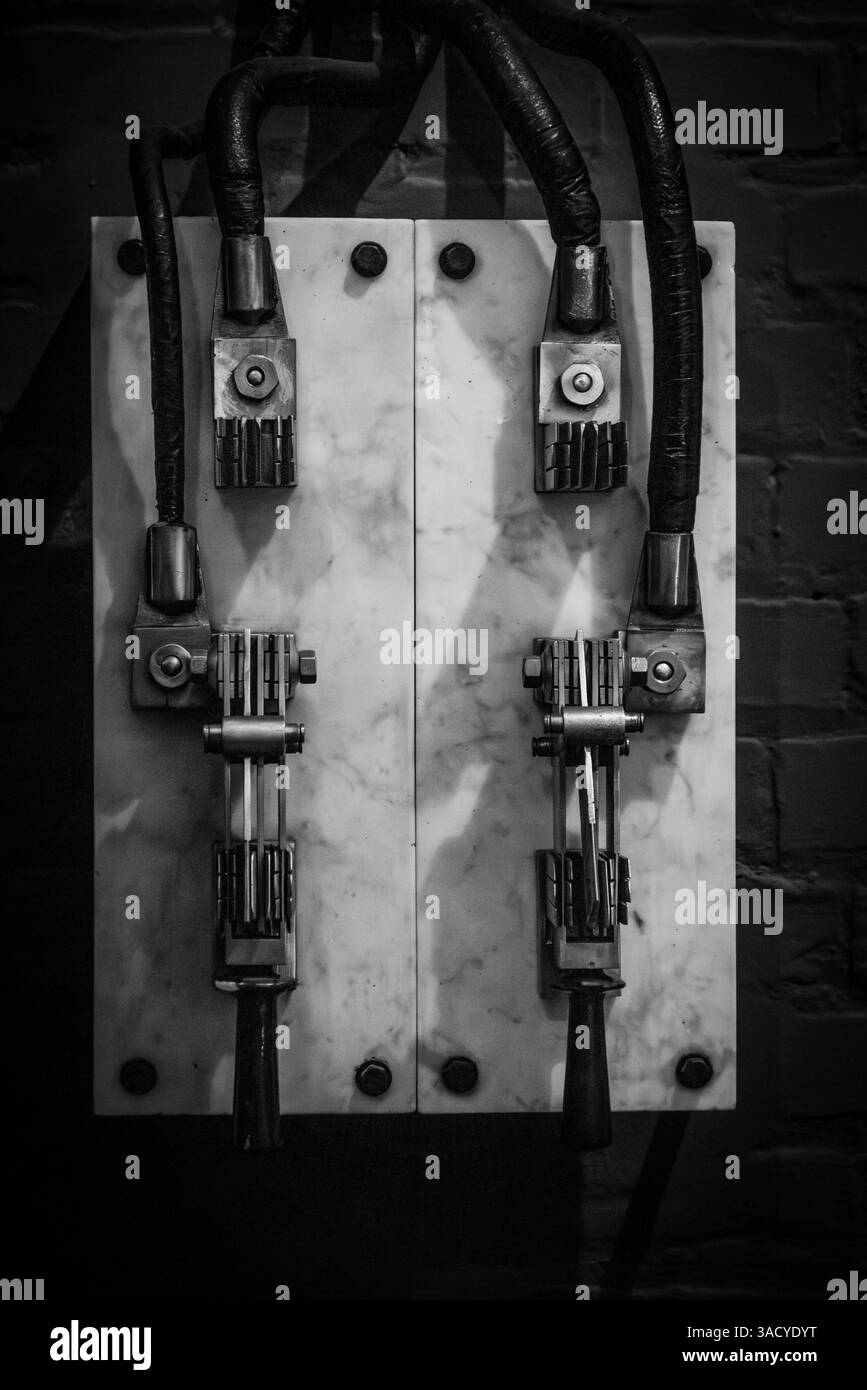 Vintage Electrical Switchboard with Copper and Marble Design Stock ...