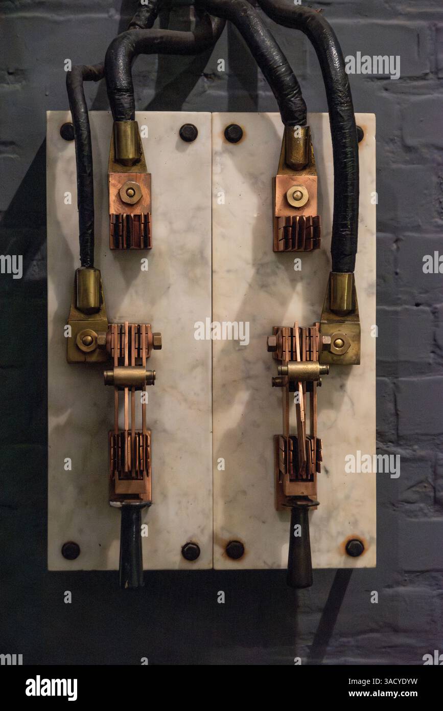 Vintage Electrical Switchboard with Copper and Marble Design Stock ...