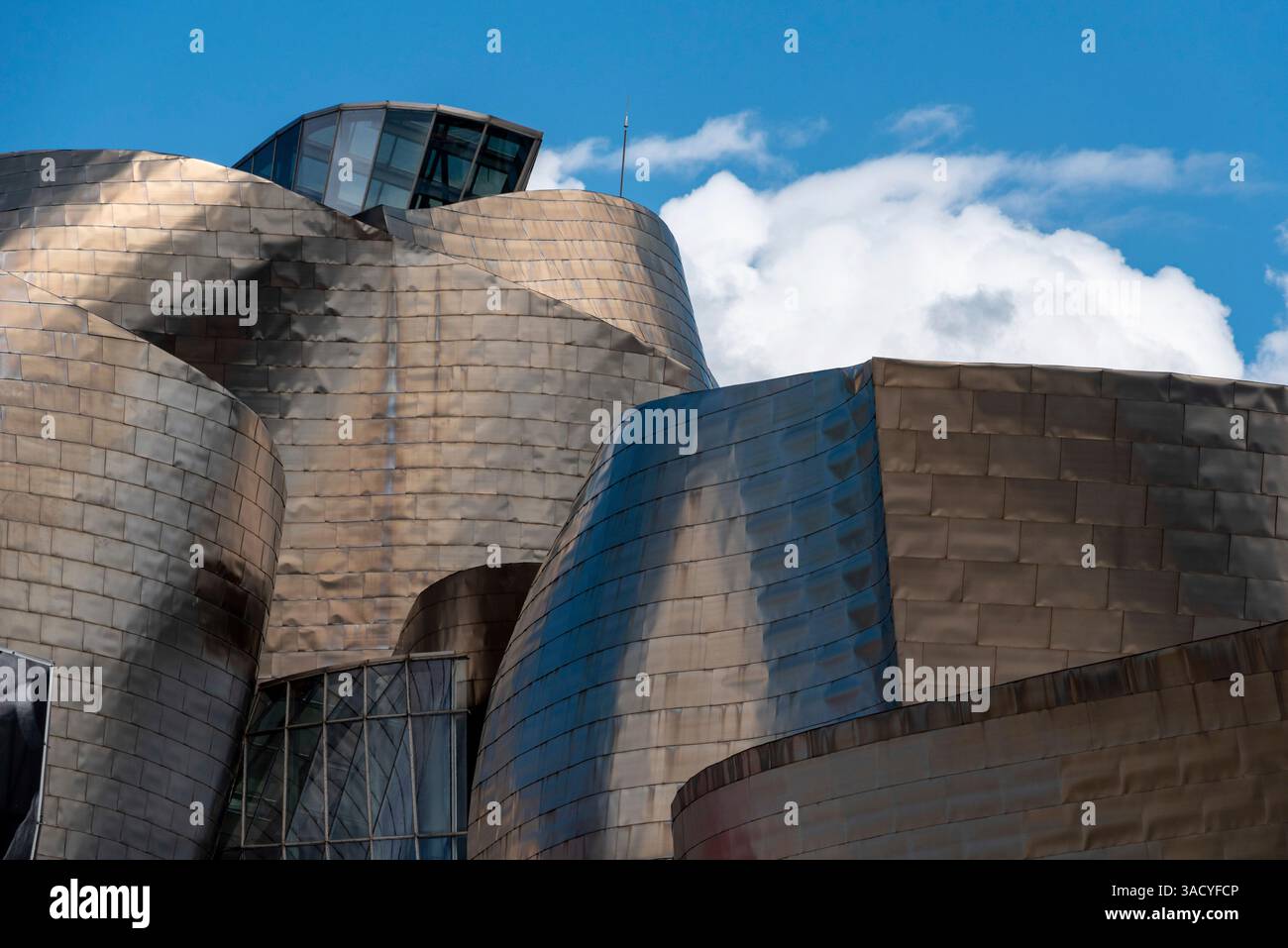 Bilbao, Spain, Architectural Detail of the facade of famous Guggenheim ...