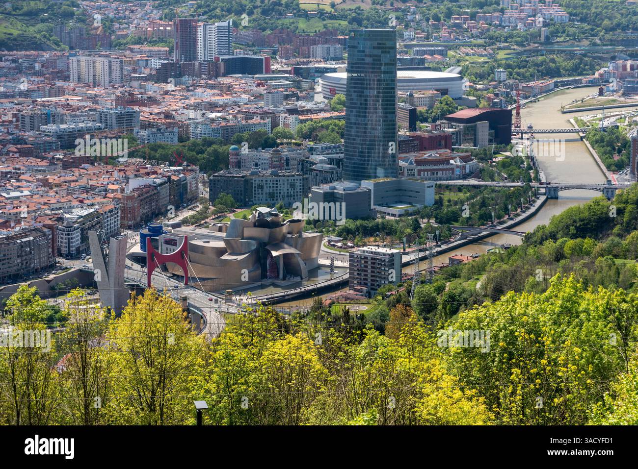 Bilbao, Spain, Panoramic view from downtown Bilbao and the famous ...