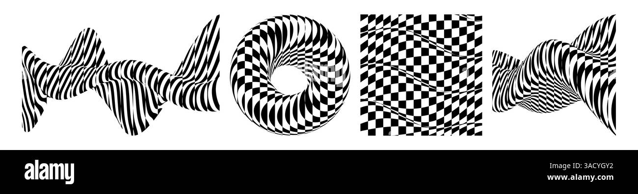 Black and white pattern. Optical illusion dynamic pattern with ...