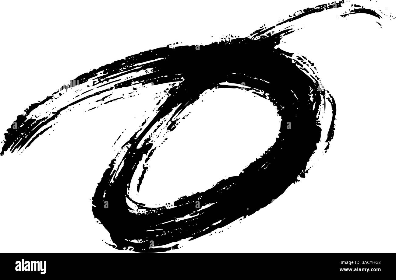 Hand-drawn brush strokes and doodle lines, oval and circular marker ...