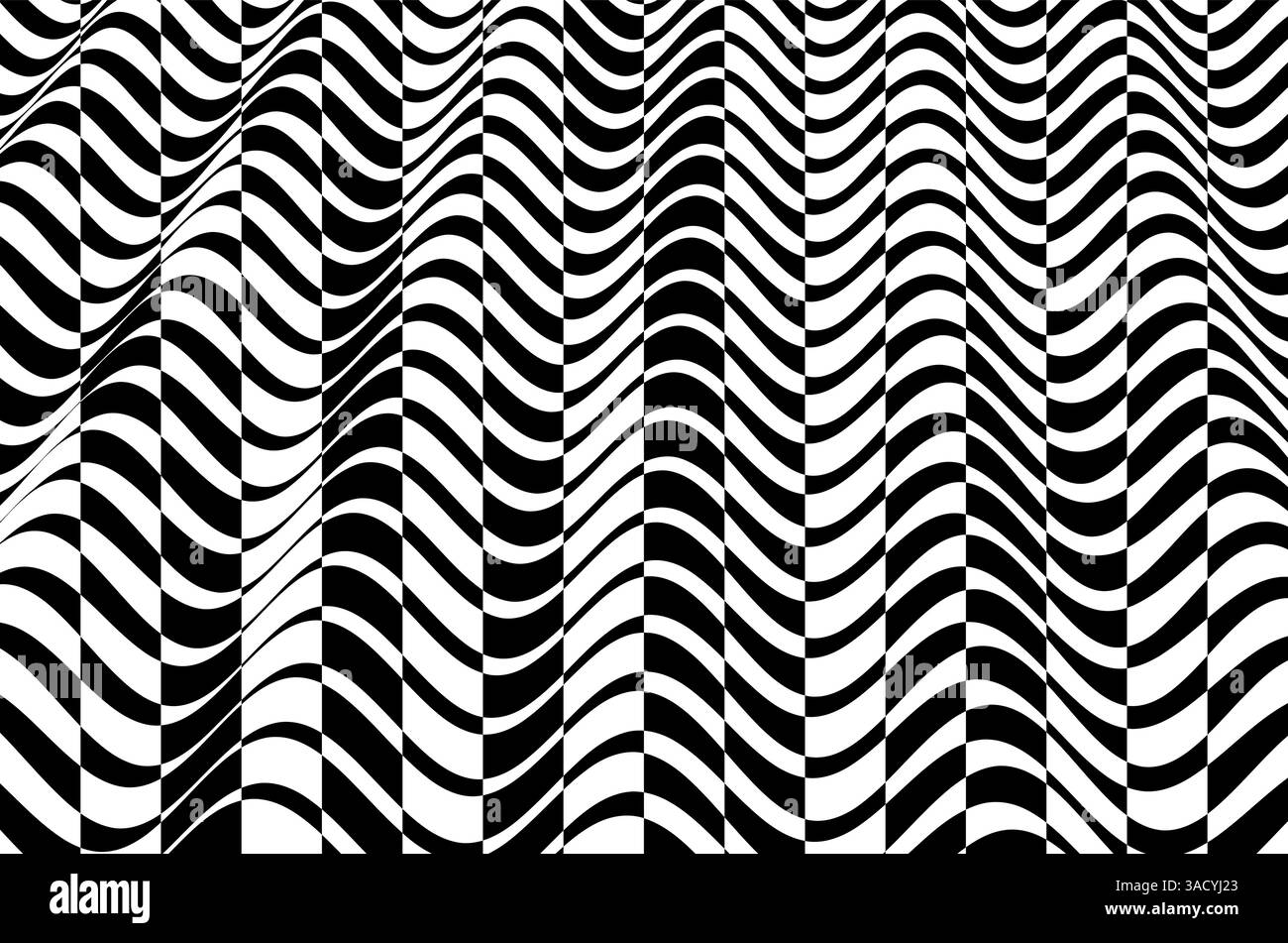 Wavy background. Black and white pattern. Optical illusion dynamic ...