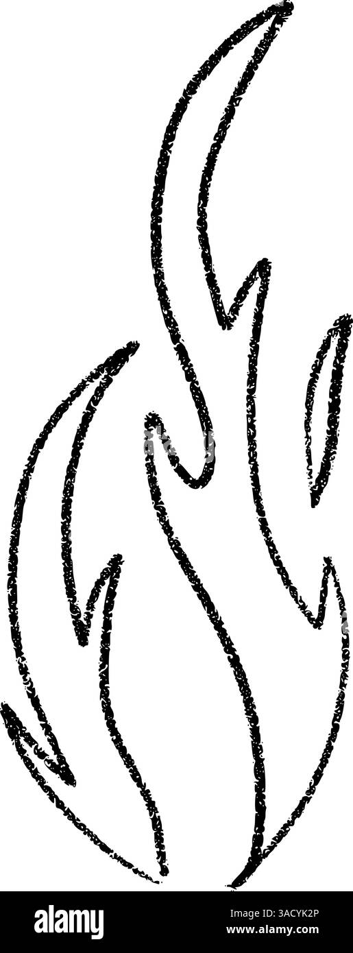 Hand drawn campfire with doodle flames. Retro fire outline and smoke ...
