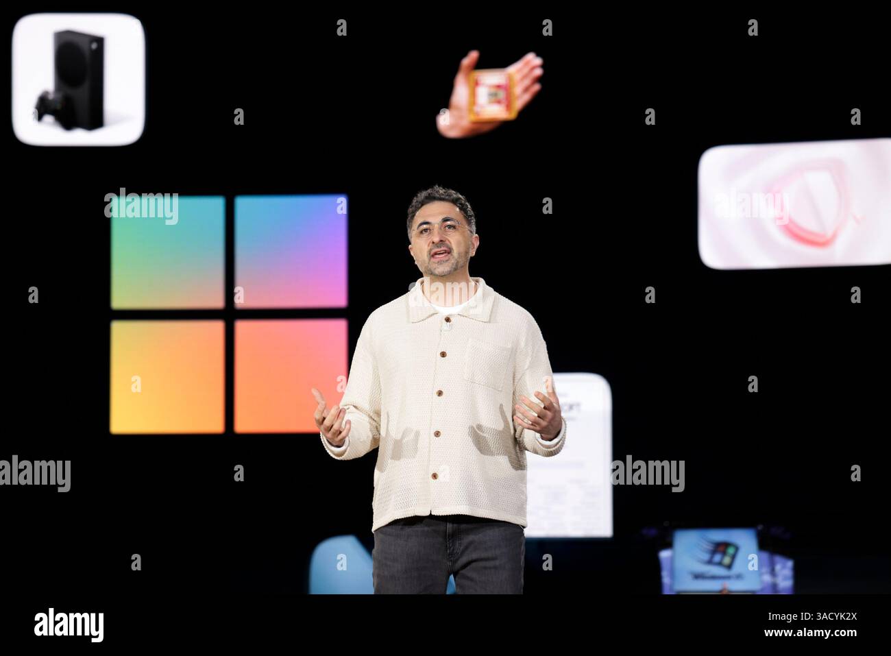 Microsoft AI CEO Mustafa Suleyman speaks during a presentation of the ...