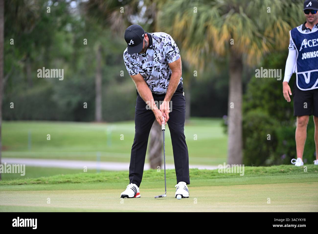 Doral, USA. 04th Apr, 2025. Dustin Johnson, Captain of the 4Aces GC ...