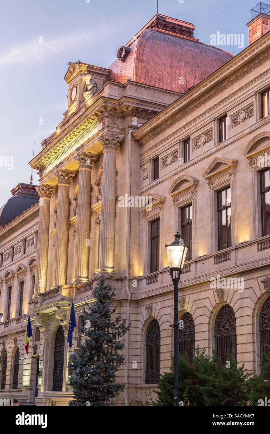 Romania, Bucharest. Coltea Hospital. Byzantine architecture, clock ...