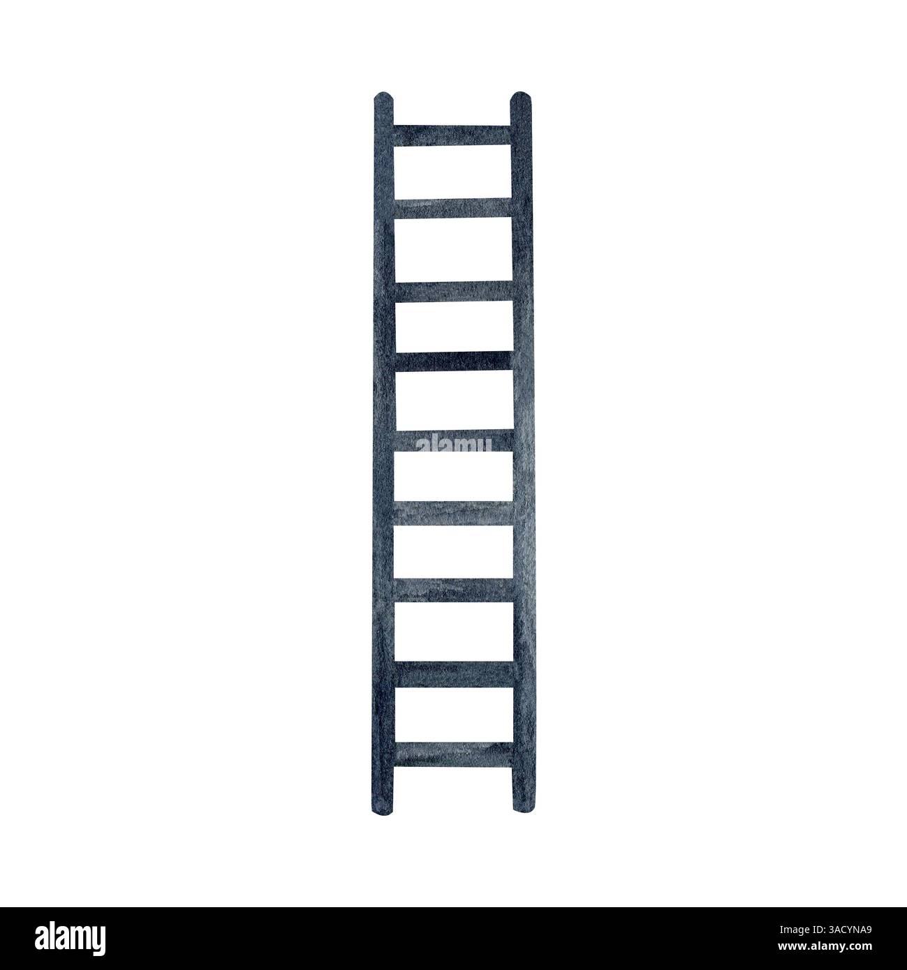 Ladder construction equipment. Stepladder metal aluminum watercolor hand drawn illustration ...