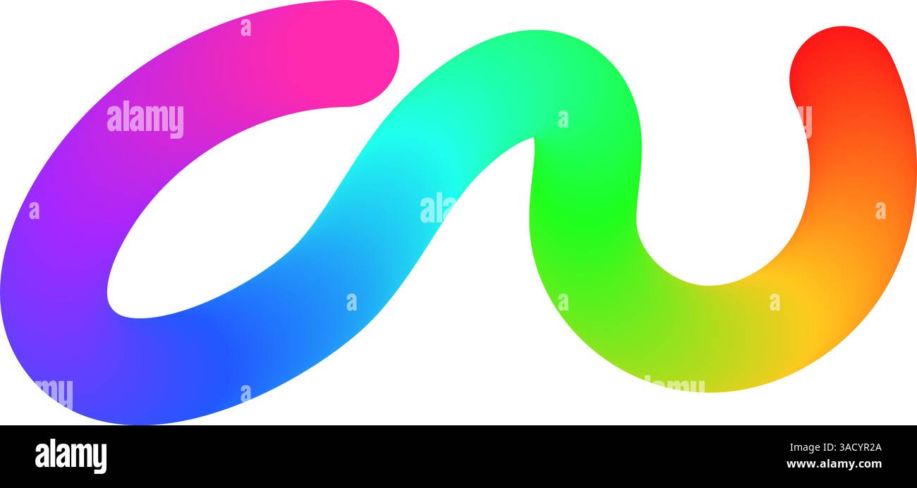 Abstract wavy gradient lines with playful squiggle shapes, colorful ribbon elements, geometric ...