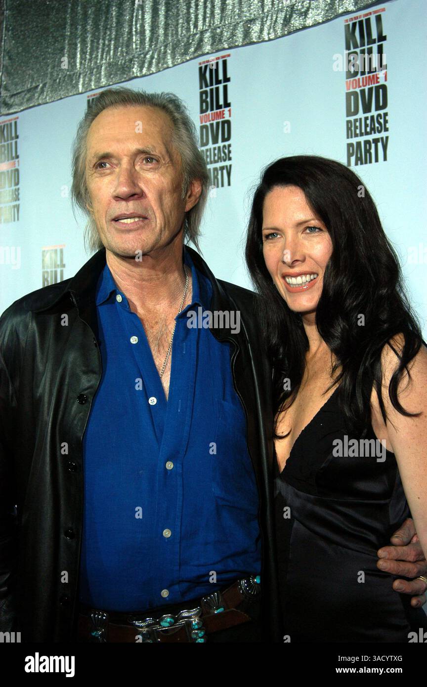 Apr 13, 2004; Hollywood, CA, USA; DAVID CARRADINE and ANNE BIERMAN at the 'Kill Bill Vol.1' DVD ...