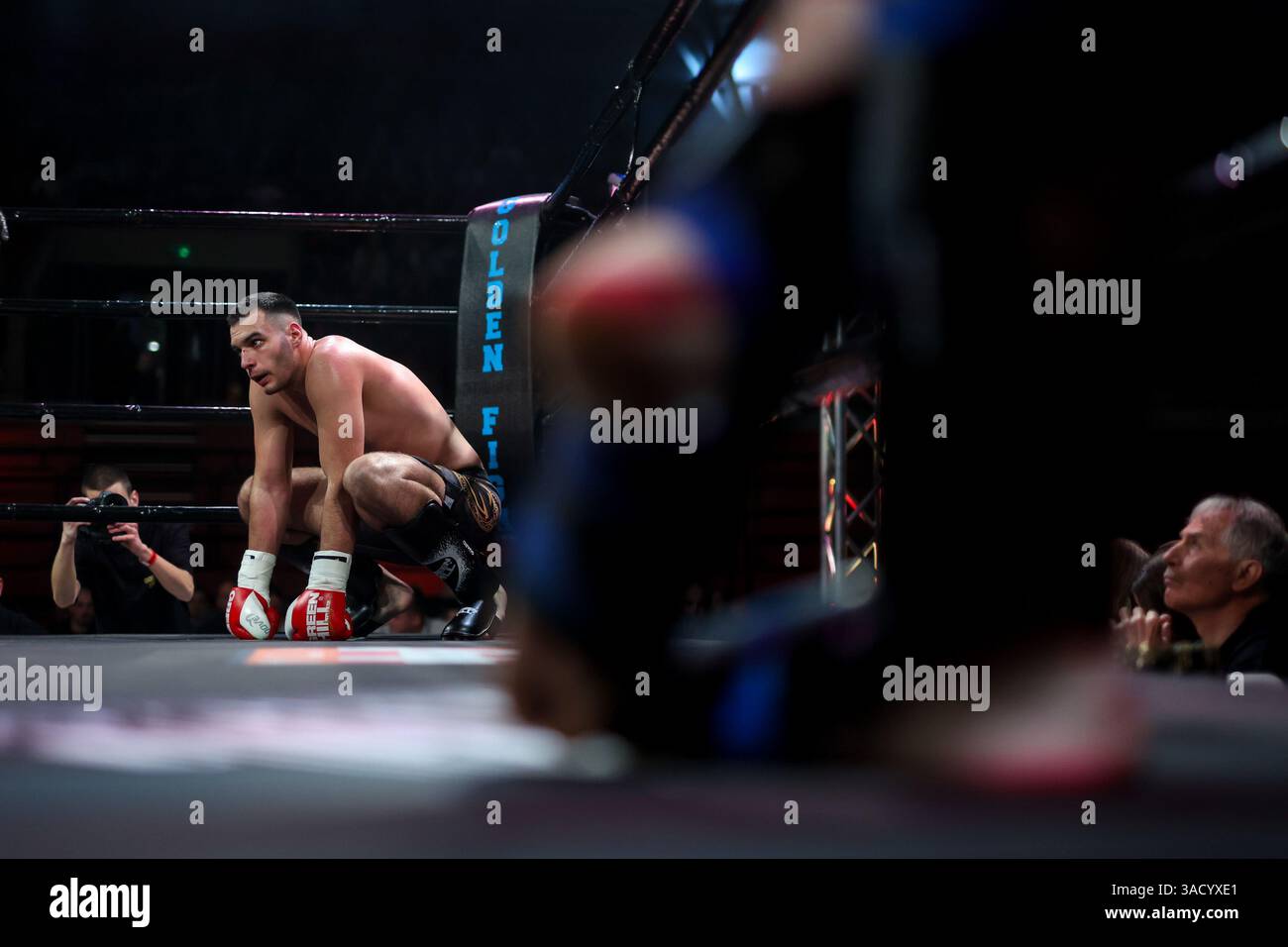 Zagreb, Croatia. 04th Apr, 2025. Matej Mikulic is knocked out by Liam ...