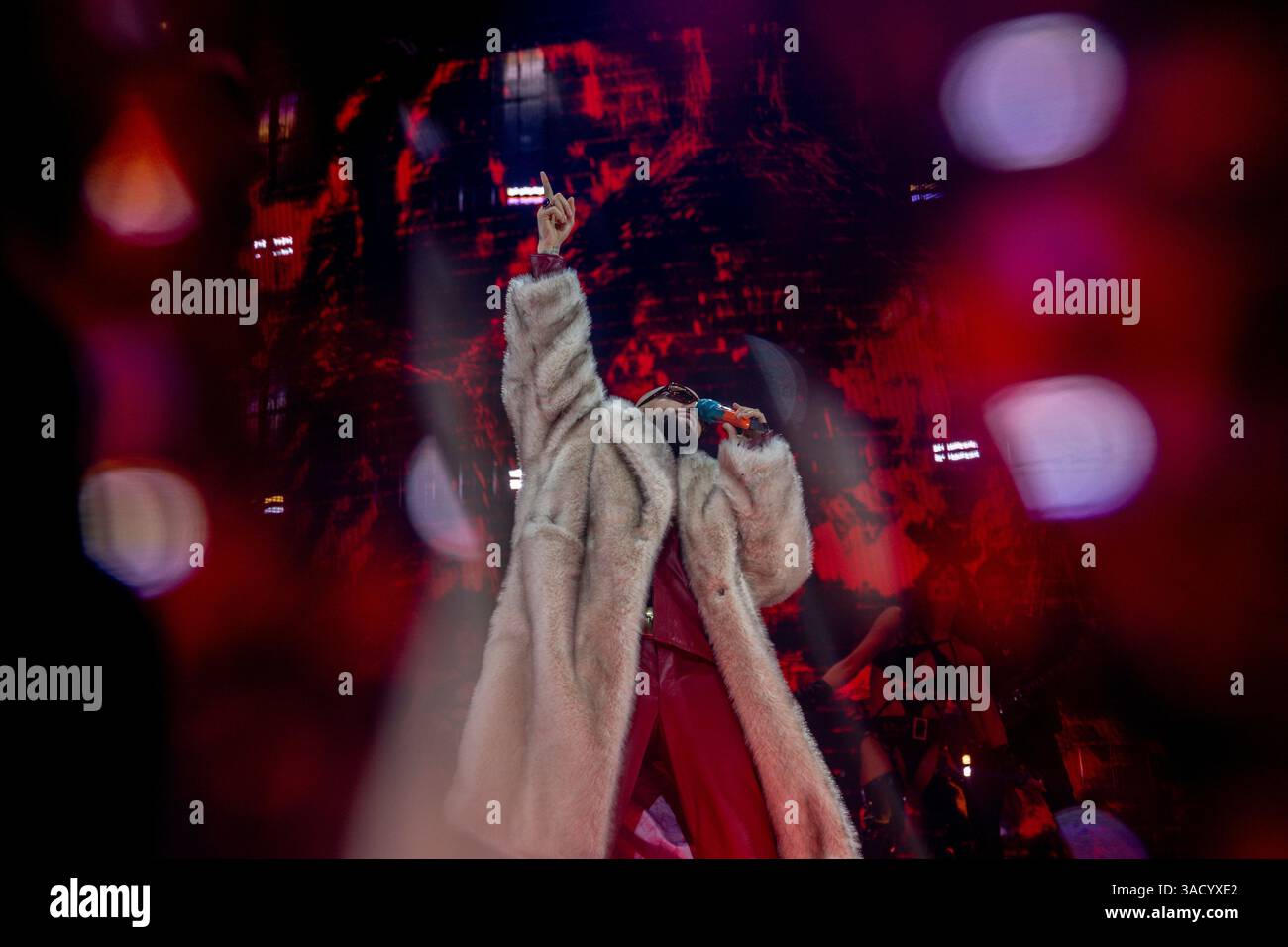 The singer Maluma during a concert at the Movistar Arena, on April 4 ...