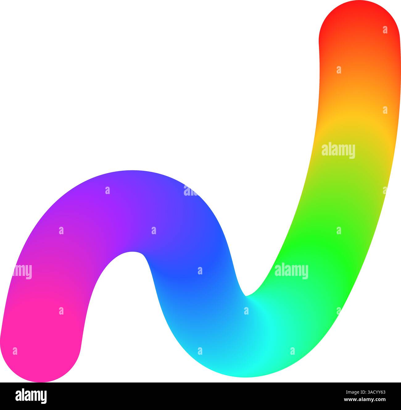 Abstract wavy gradient lines with playful squiggle shapes, colorful ribbon elements, geometric ...