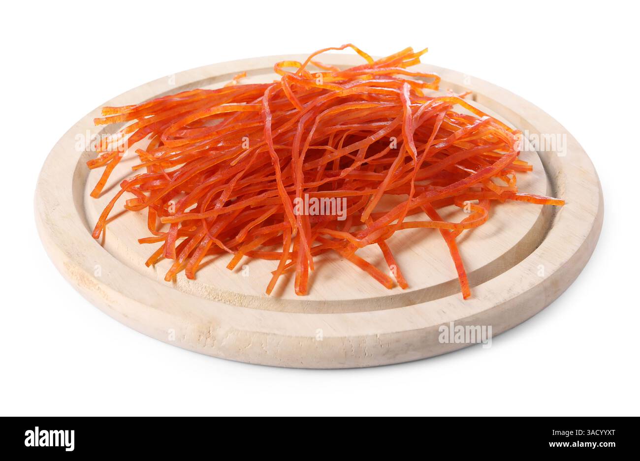 Dried spicy shredded fish snack isolated on white Stock Photo - Alamy