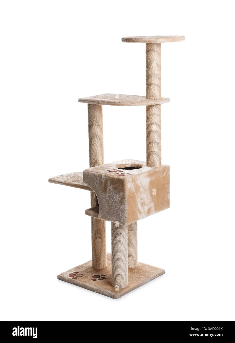 Big cat tree with scratching poles isolated on white Stock Photo - Alamy