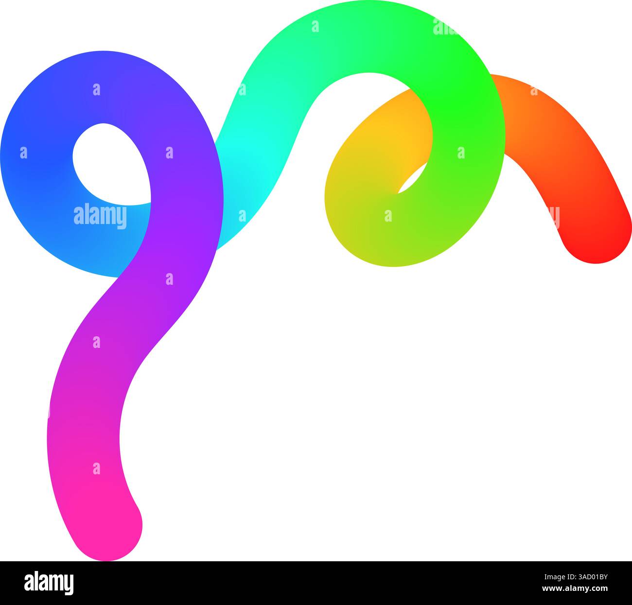 Abstract wavy gradient lines with playful squiggle shapes, colorful ribbon elements, geometric ...
