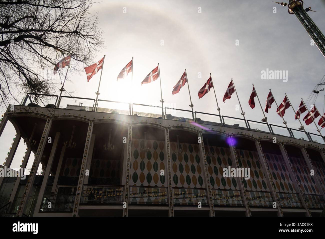 Danish flags flutter at Tivoli Concert Hall during the opening day at ...