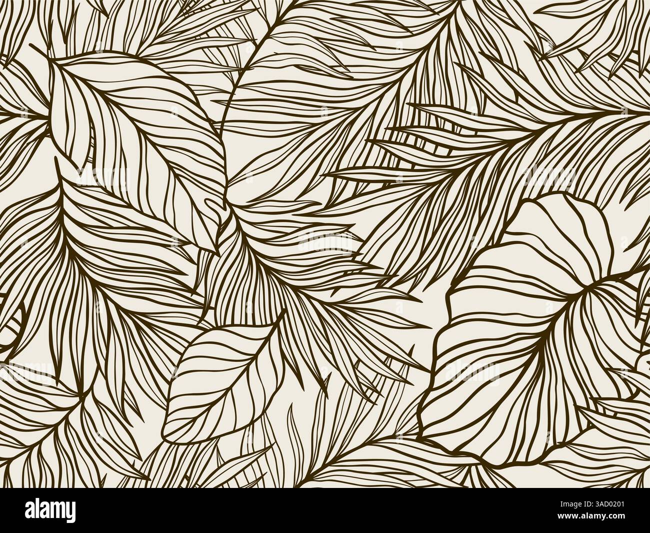 Elegant Tropical Palm Leaf Pattern in Beige and Brown Tones as a ...