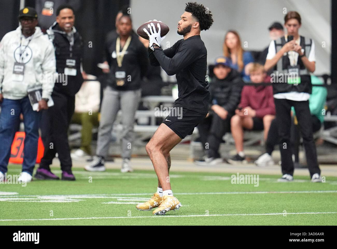 Colorado wide receiver Will Sheppard takes part in passing drills ...