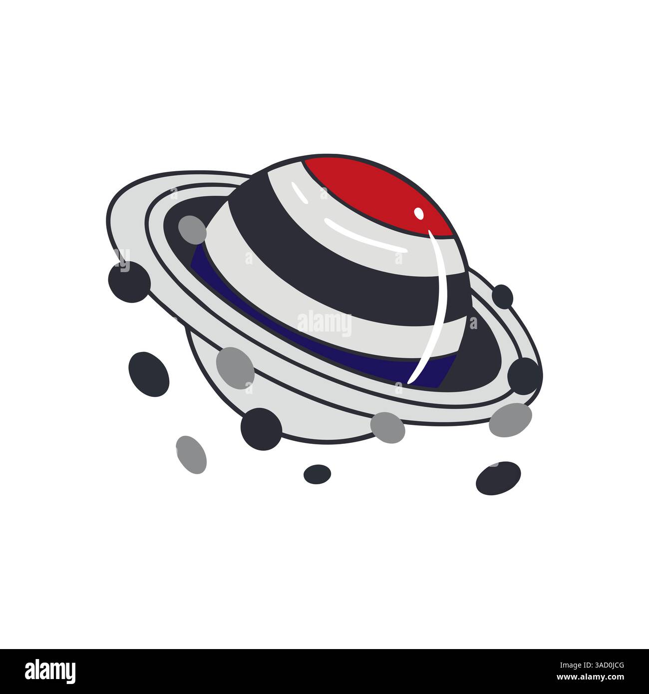 Planet Saturn. Ball with rings. Hand drawn vector illustration. For ...