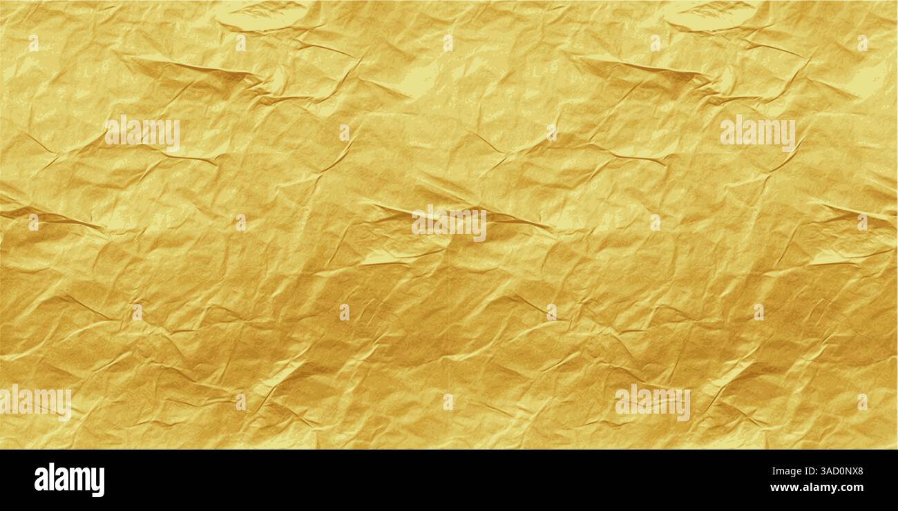 Golden Wrinkled Paper Texture Vector Illustration Background for ...