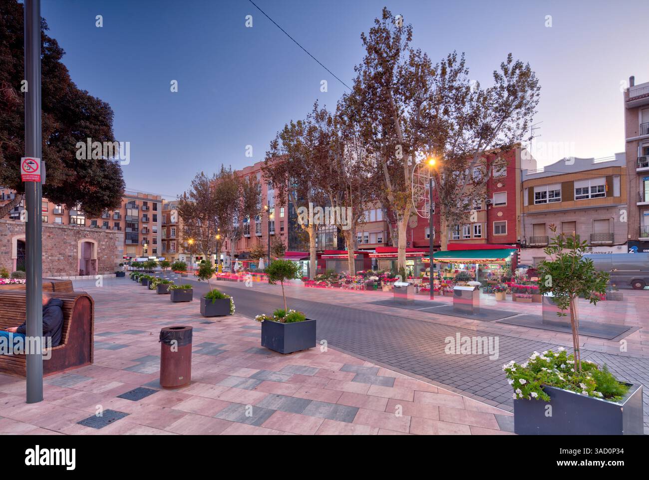 Plaza de Alcolea, flower market, blue hour, historic old town ...