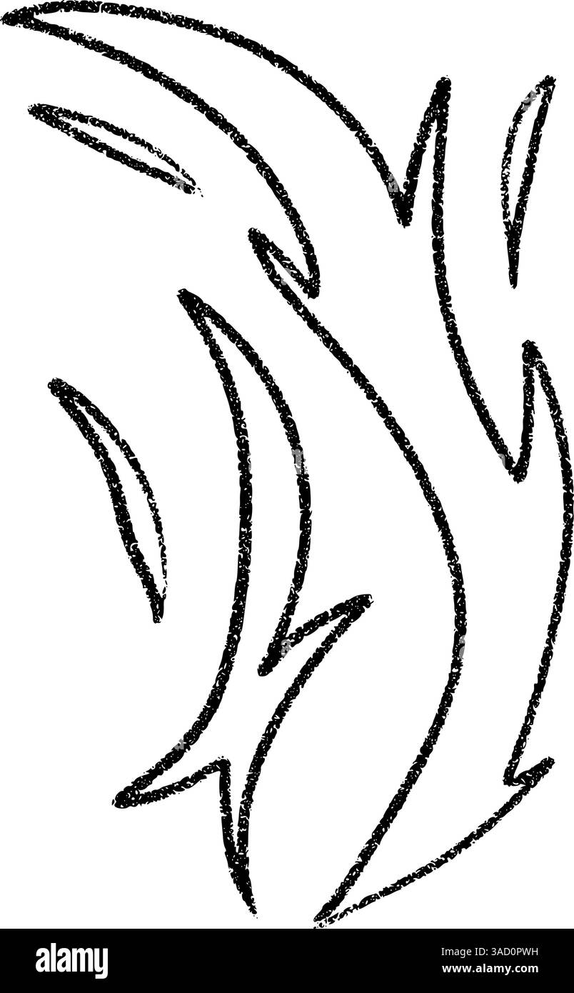 Hand drawn campfire with doodle flames. Retro fire outline and smoke ...