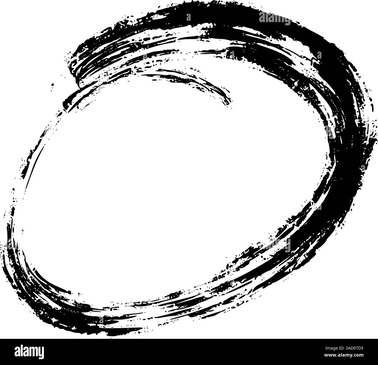 Hand-drawn brush strokes and doodle lines, oval and circular marker ...