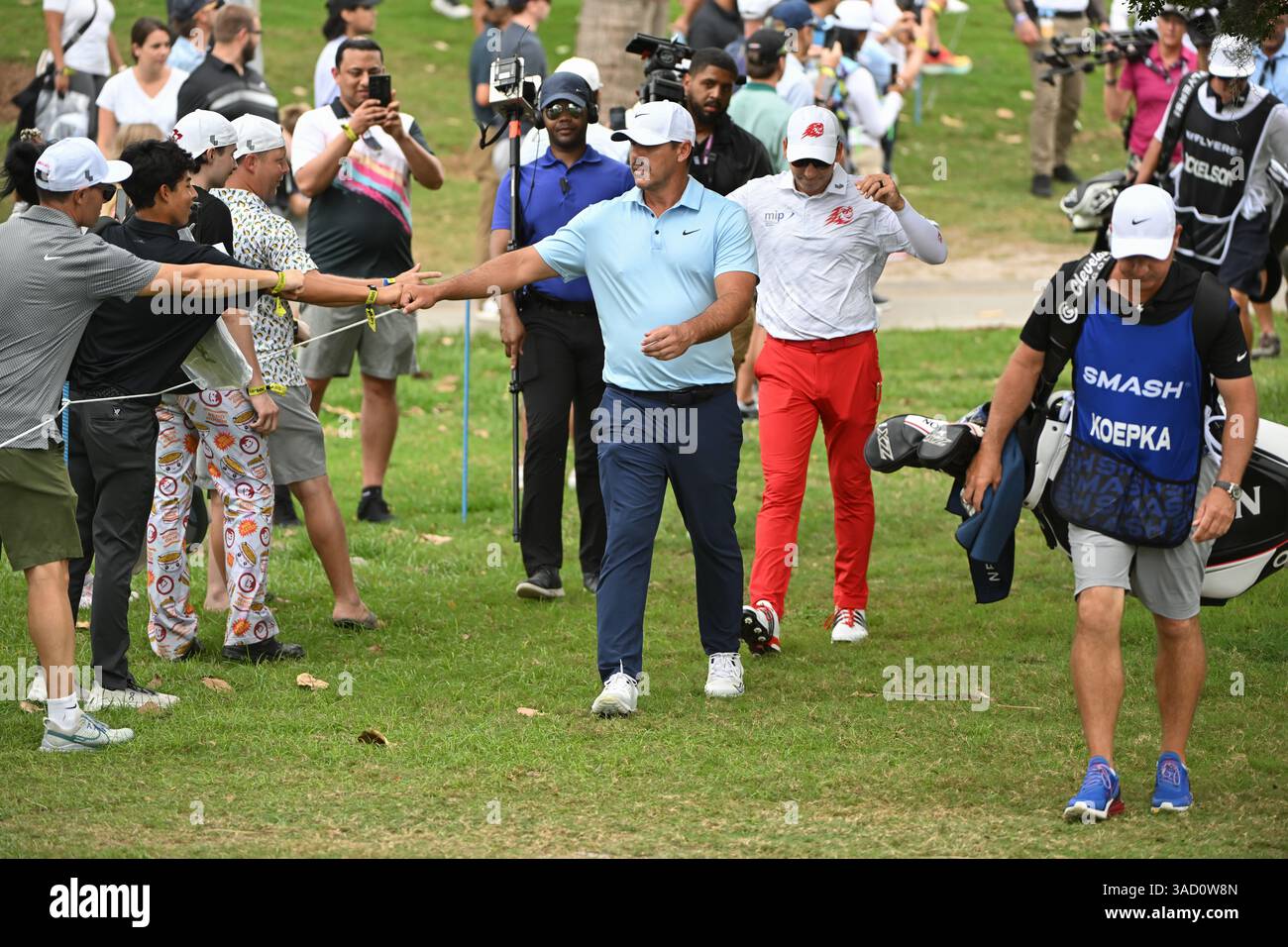 Doral, USA. 04th Apr, 2025. Brooks Koepka, Captain of the Smash GC fist ...