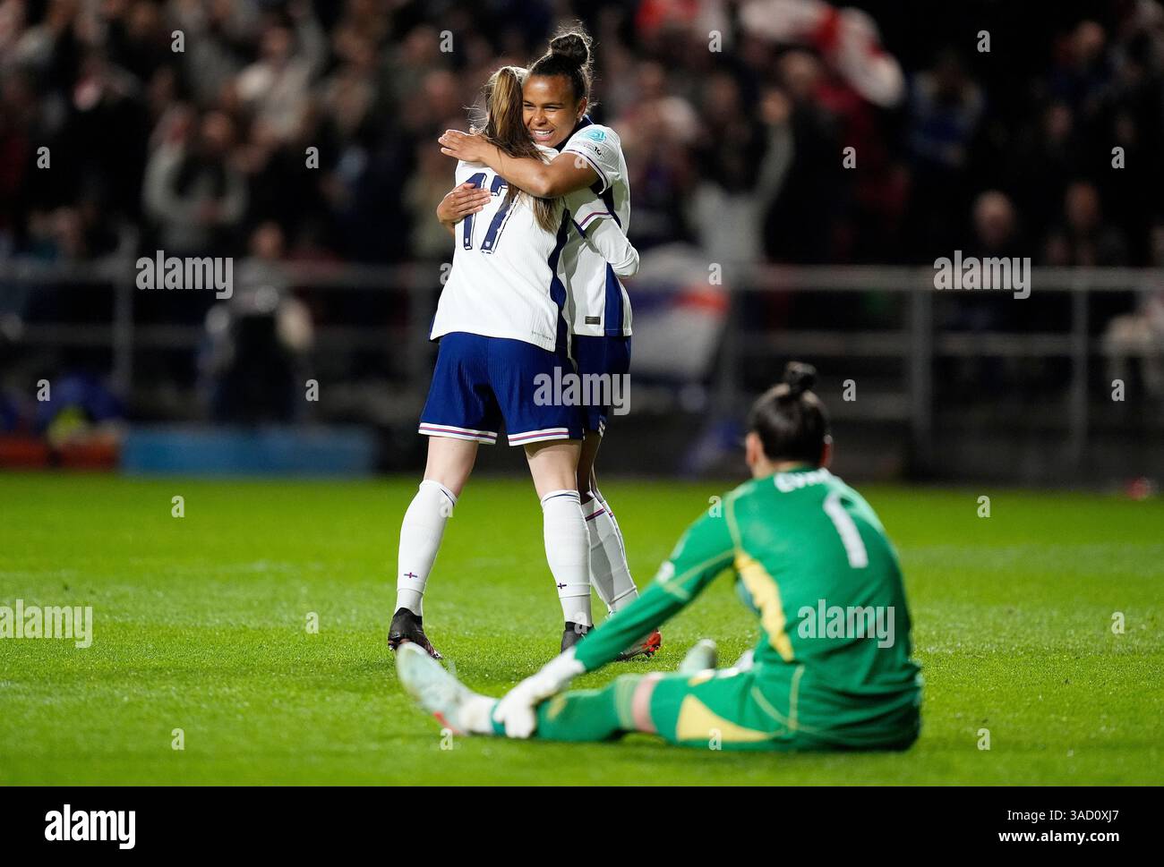 England's Jess Park (left) celebrates scoring their side's fourth goal ...