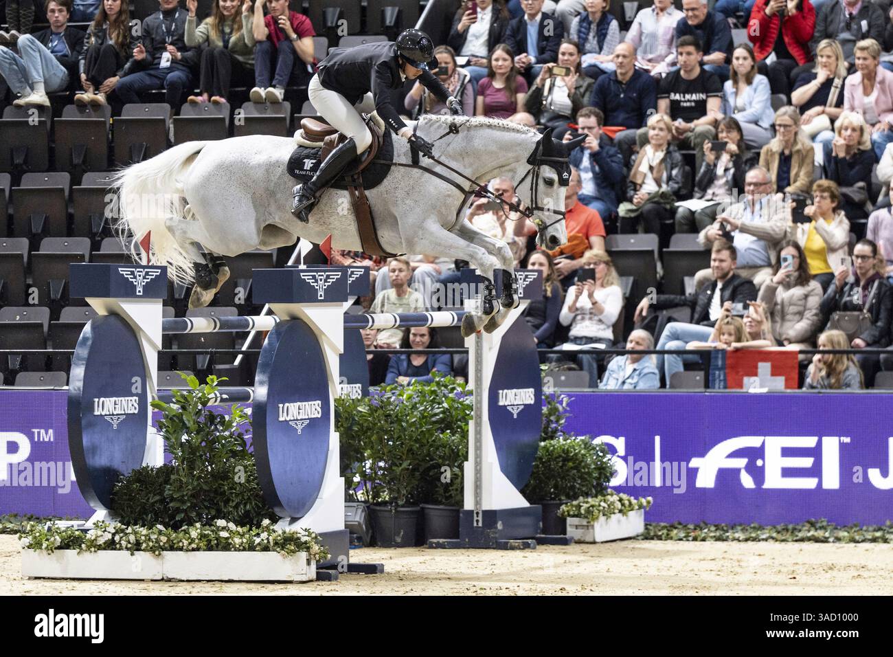 Winner Martin Fuchs of Switzerland on Leone Jei competes during the FEI ...