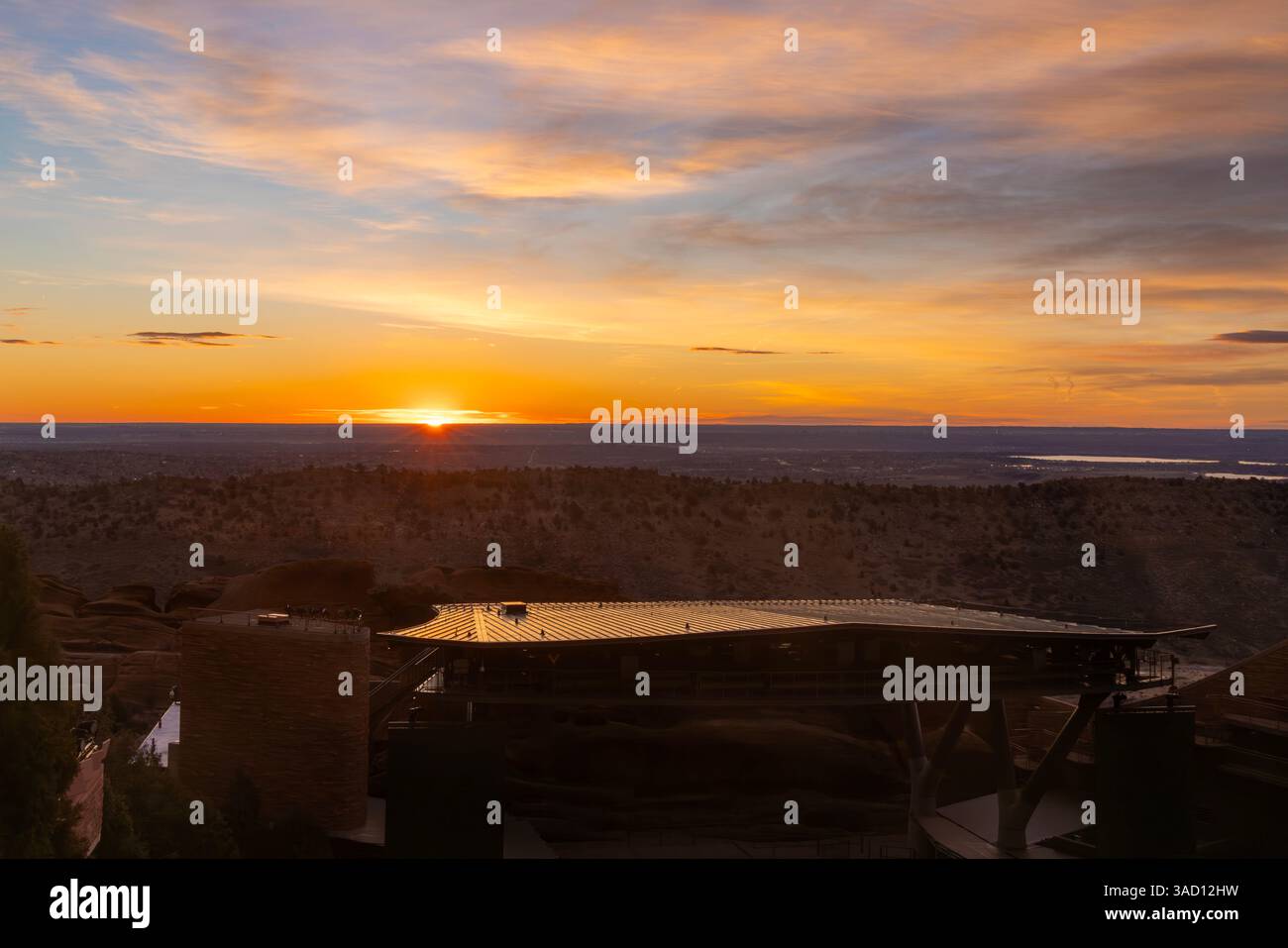 Sunrise from Red Rocks Park and Amphitheater in Denver, Colorado Stock ...