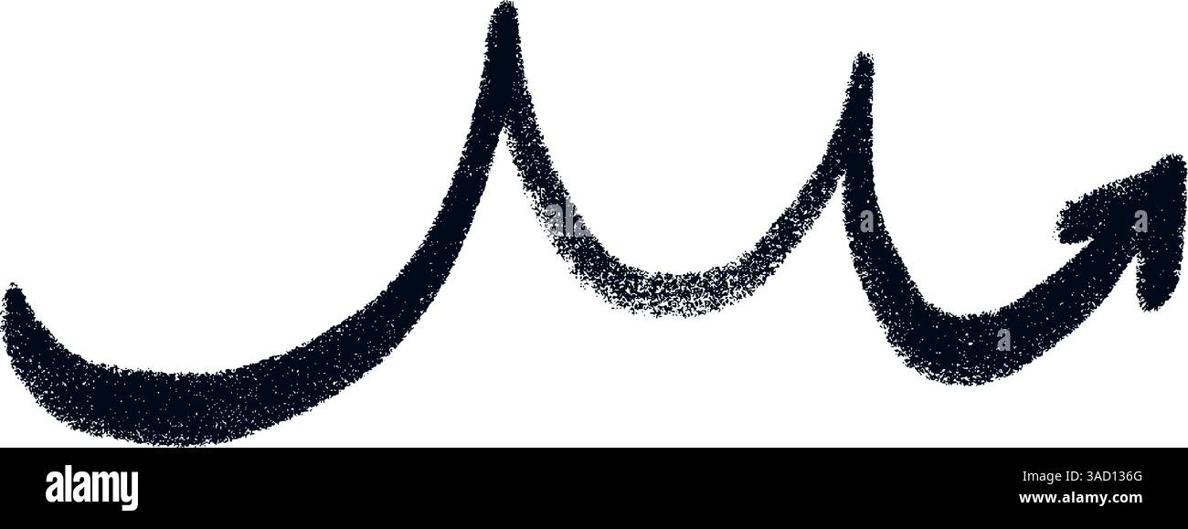 Doodle emphasis arrow icon. Design quirky twist zigzag line, spring ...